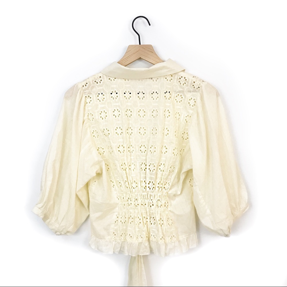 Anthropologie Hazel Eyelit Embroidered Top - Gem